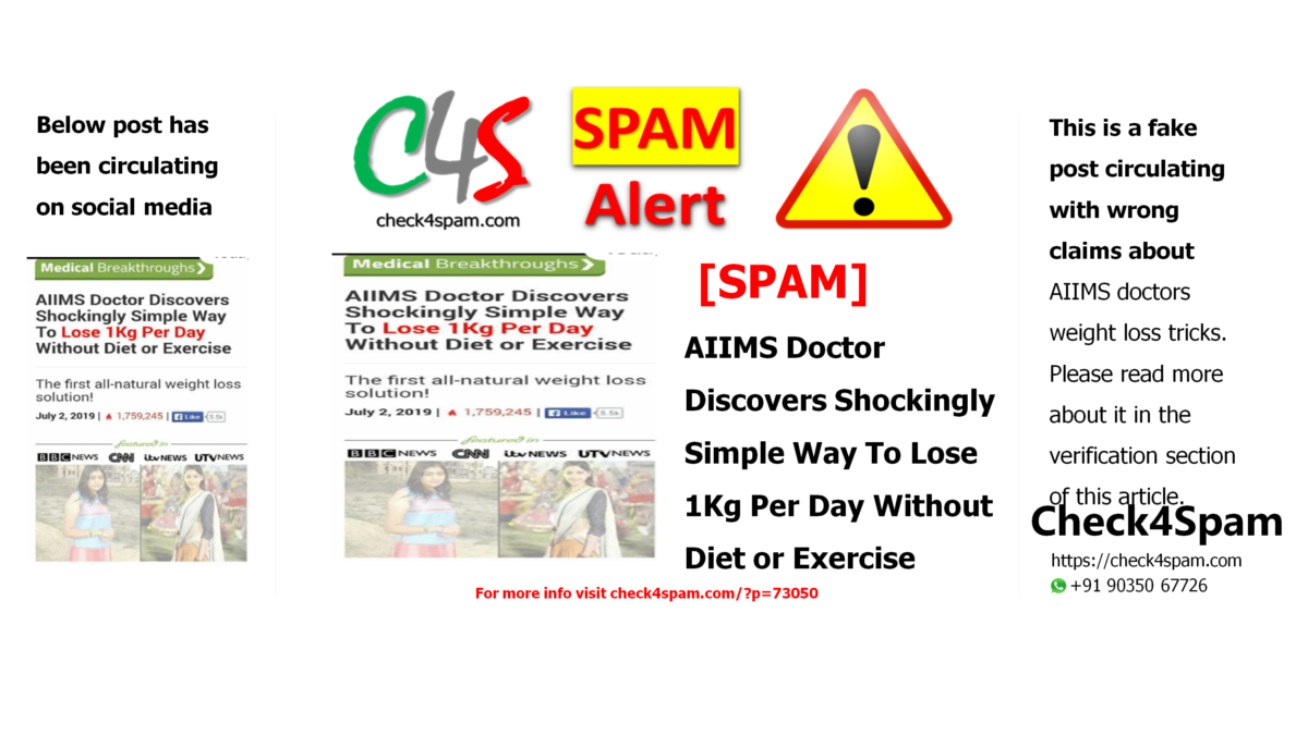 [SPAM] AIIMS Doctor Discovers Shockingly Simple Way To Lose 1Kg Per Day ...